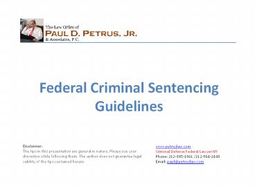 Federal Criminal Sentencing Guidelines presentation | free to download