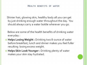 PPT – Importance Of Drinking Water PowerPoint presentation | free to ...