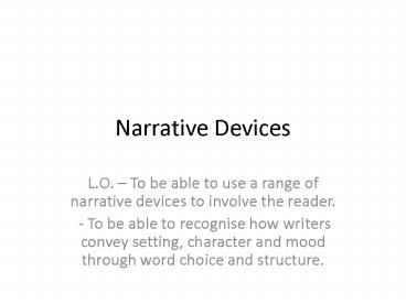 Narrative Devices presentation | free to view