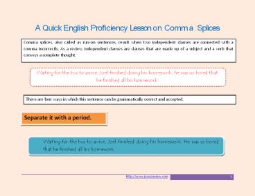 How to Avoid Comma Splices presentation | free to download