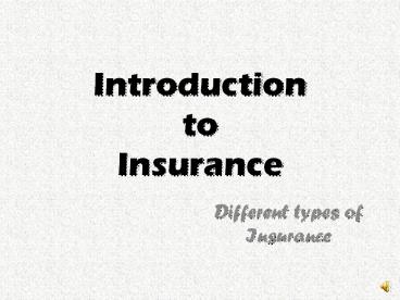 Introduction to Insurance presentation | free to download
