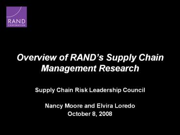 PPT – Overview of RAND PowerPoint presentation | free to download - id ...