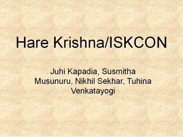 Hare Krishna/ISKCON presentation | free to download
