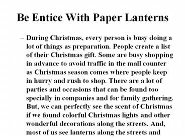 Be Entice With Paper Lanterns presentation | free to download