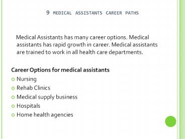 Career Option For Medical Assistant presentation | free to download