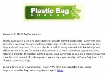 PPT – Plastic Shopping Bags - Plastic Bag Source PowerPoint ...