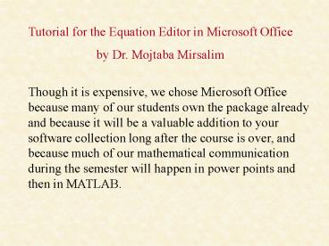 PPT – Tutorial for the Equation Editor in Microsoft Office PowerPoint ...
