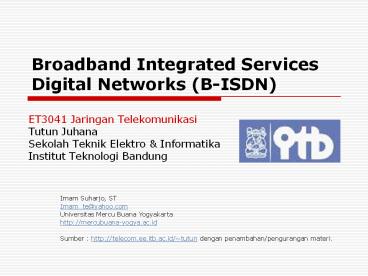 Broadband Integrated Services Digital Networks (B-ISDN) presentation ...