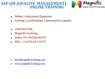 PPT – sap quality management(qm)online training in india PowerPoint ...
