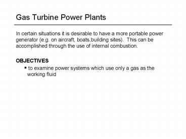 Gas Turbine Power Plants presentation | free to view