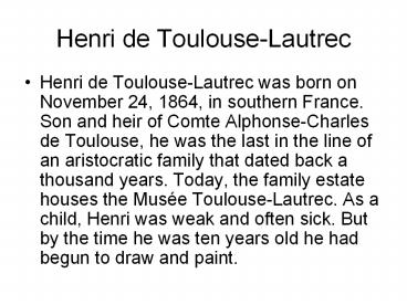 Henri de Toulouse-Lautrec presentation | free to download