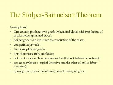The Stolper-Samuelson Theorem: presentation | free to download