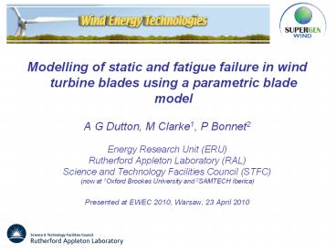 Modelling of static and fatigue failure in wind turbine blades using a ...