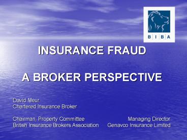 INSURANCE FRAUD presentation | free to view