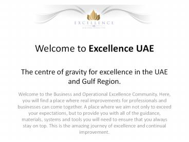 PPT – Welcome to Excellence UAE PowerPoint presentation | free to ...