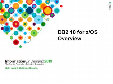 DB2 V10 For ZO/S presentation | free to download
