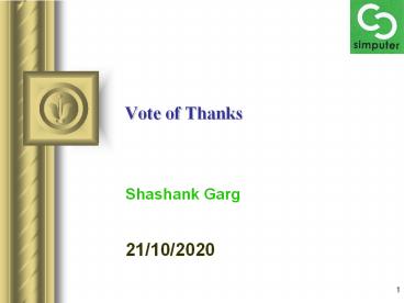 Vote of Thanks presentation | free to download