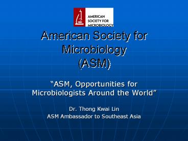 American Society for Microbiology (ASM) presentation | free to download