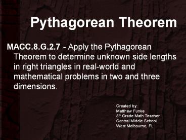 Pythagorean Theorem presentation | free to download
