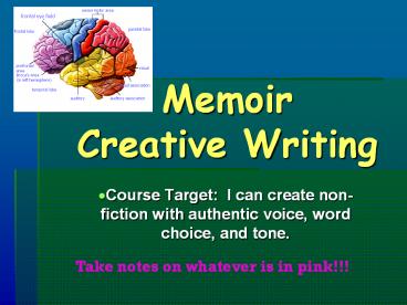Memoir Creative Writing presentation | free to download