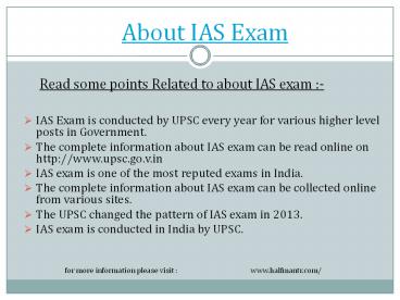 About IAS Exam presentation | free to download