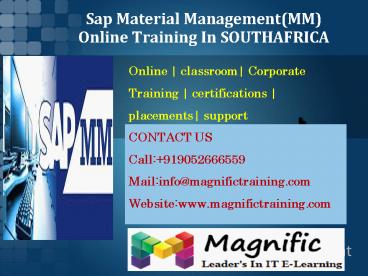 PPT – Sap Material Management(MM) Online Training In SOUTHAFRICA ...