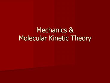 PPT – Mechanics PowerPoint presentation | free to download - id: 66422c ...