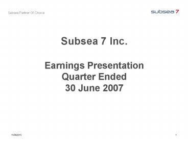 Subsea Partner Of Choice presentation | free to view