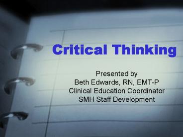 Critical Thinking presentation | free to view