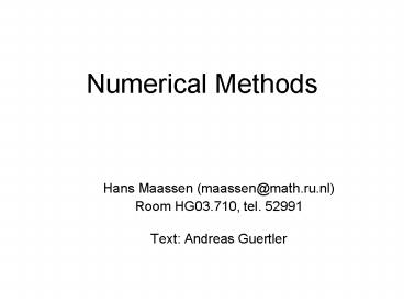 Numerical Methods presentation | free to view