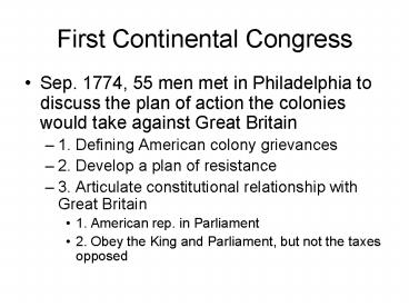 First Continental Congress presentation | free to view