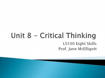 PPT – CRITICAL THINKING PowerPoint presentation | free to view - id ...