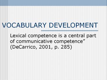 VOCABULARY DEVELOPMENT presentation | free to download