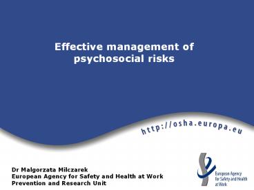Effective management of psychosocial risks presentation | free to download