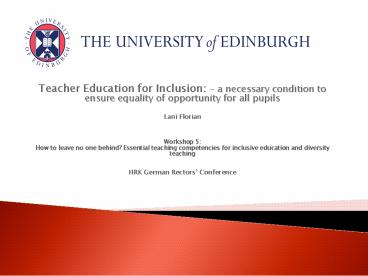 Teacher Education for Inclusion: - a necessary condition to ensure ...
