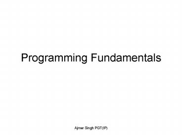 Programming Fundamentals presentation | free to view