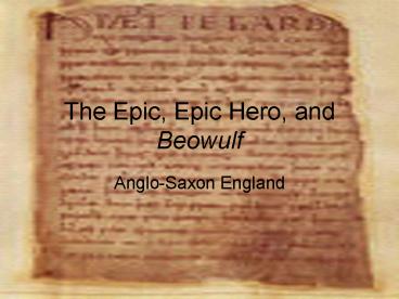 PPT – The Epic, Epic Hero, and Beowulf PowerPoint presentation | free ...