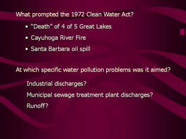 What prompted the 1972 Clean Water Act? presentation | free to download