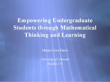 PPT – Empowering Undergraduate Students through Mathematical Thinking ...
