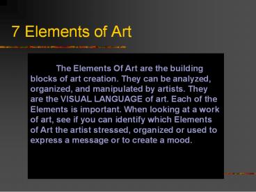 PPT – 7 Elements of Art PowerPoint presentation | free to download - id ...
