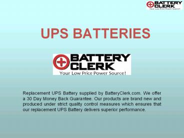 Ups Batteries presentation | free to download