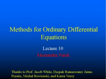 Methods for Ordinary Differential Equations presentation | free to download