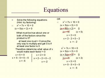 PPT – _________ Equations PowerPoint presentation | free to download ...