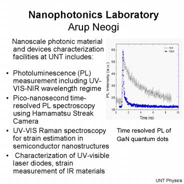 PPT – Nanophotonics Laboratory Arup Neogi PowerPoint presentation ...