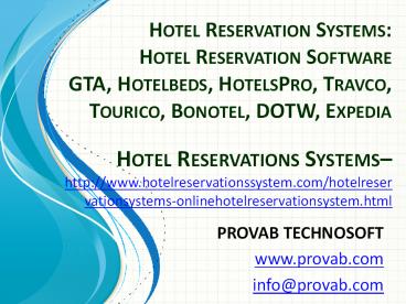 Hotel Reservation Systems, Online Hotel Reservation System, Hotels ...