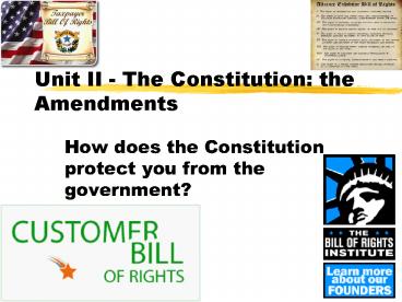 PPT – Unit II - The Constitution: the Amendments PowerPoint ...