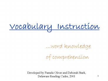 Vocabulary Instruction presentation | free to download