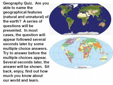 Geography Quiz. Are you able to name the geographical features (natural ...