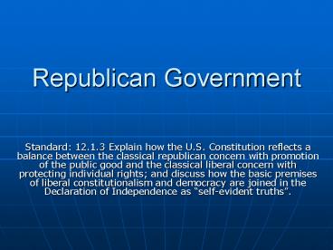 Classical Republicanism