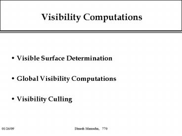 PPT – Visibility Computations PowerPoint presentation | free to ...